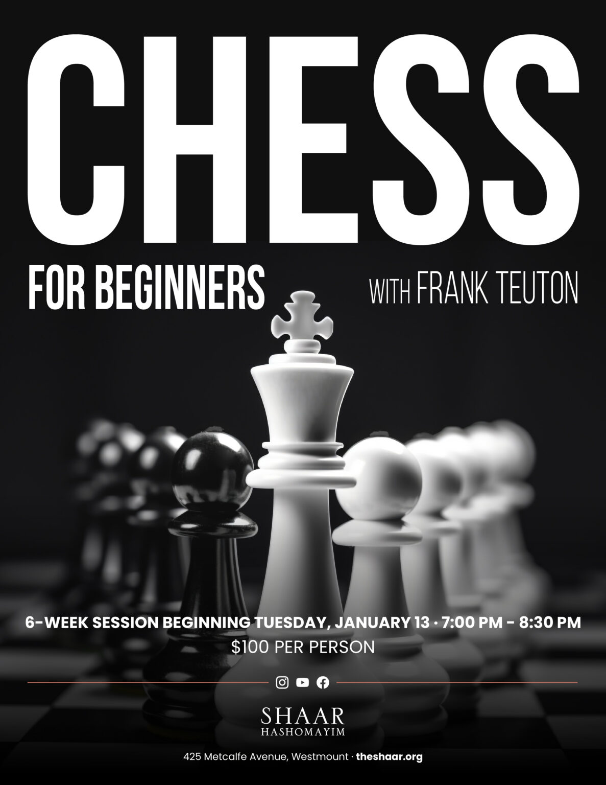 Chess for Beginners – Winter 2026 Session – The Shaar